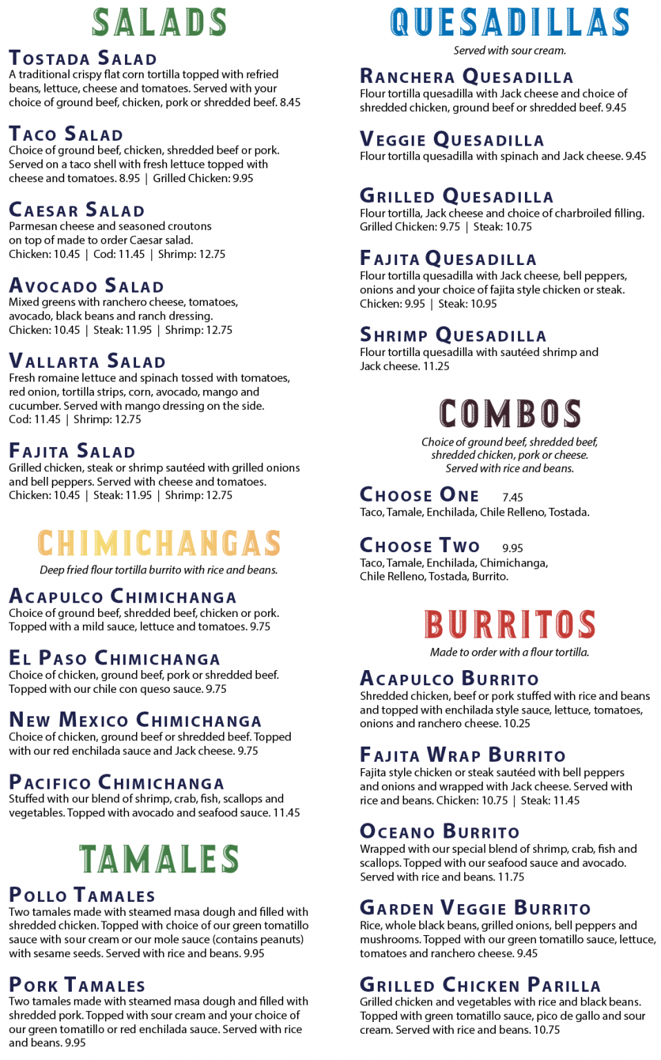 Beverly Menu - Acapulcos