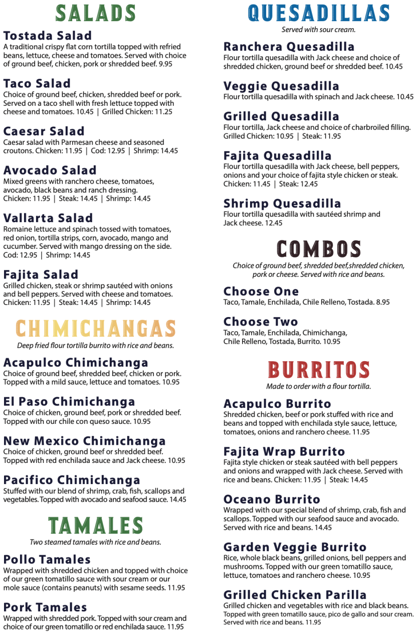 Beverly Menu - Acapulcos