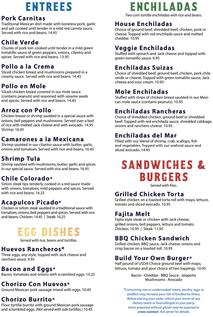 Beverly Menu - Acapulcos